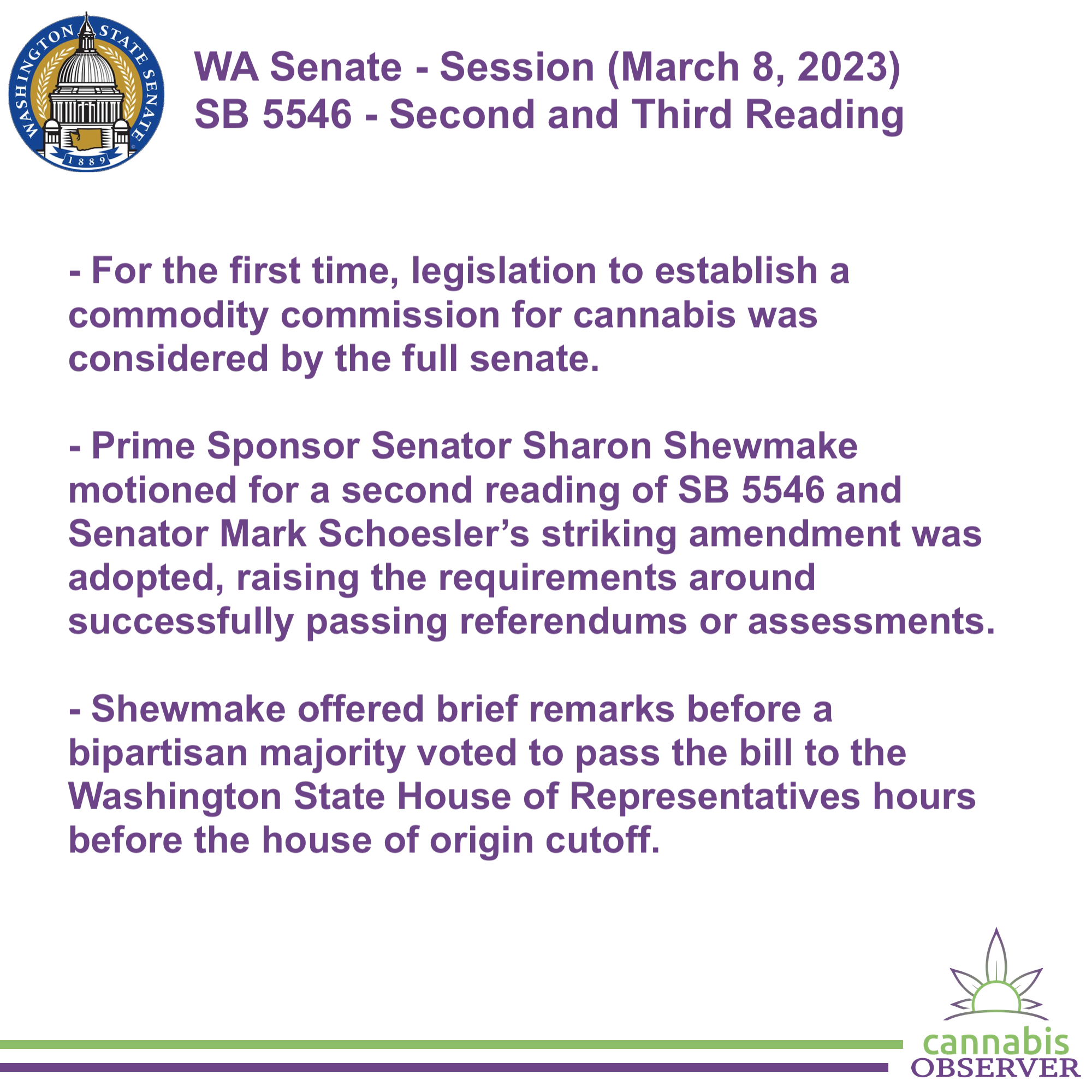 WA Senate - Session (March 8, 2023) - SB 5546 - Second and Third ...